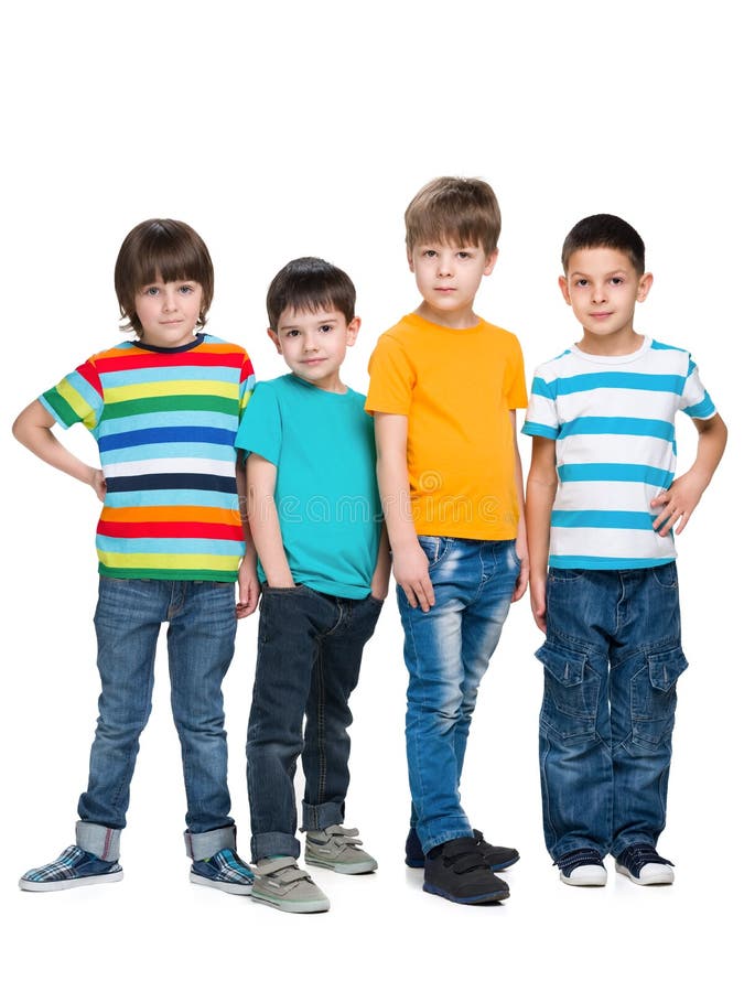 Jonge Jongens Samen Op De Witte Achtergrond Stock Afbeelding - Image of ...