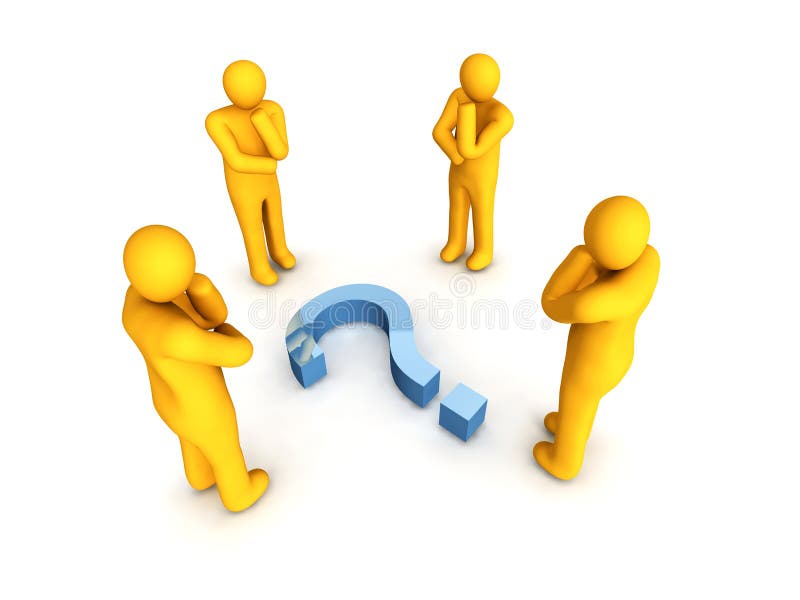 Vier Mann Und Fragen-Symbol Stock Abbildung - Illustration von rätsel ...