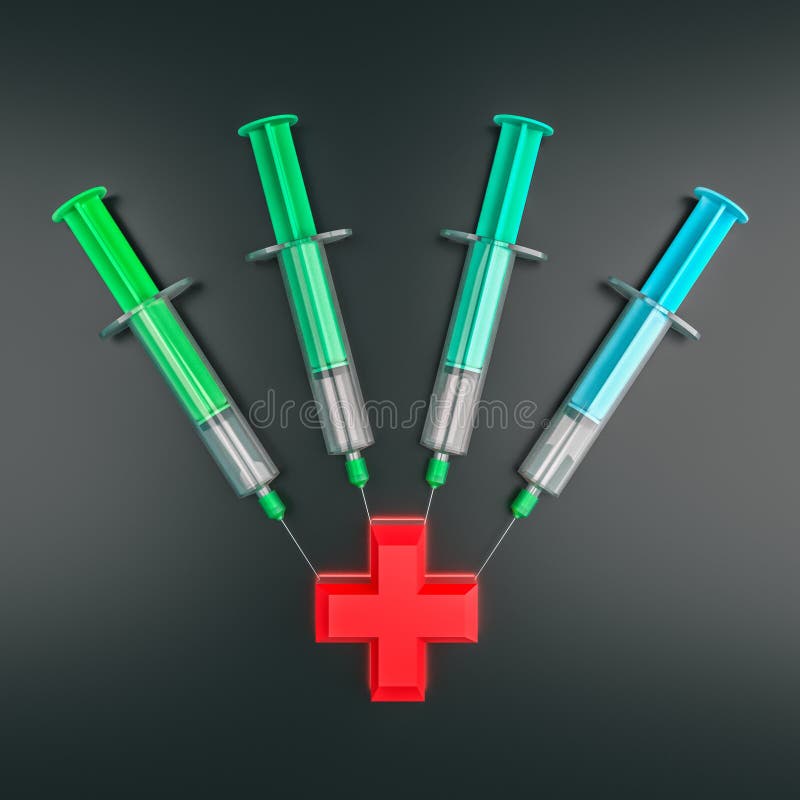 Twee Spuiten Kruisen De Grote Injectiespuit Voor Griepvaccinatie in De ...