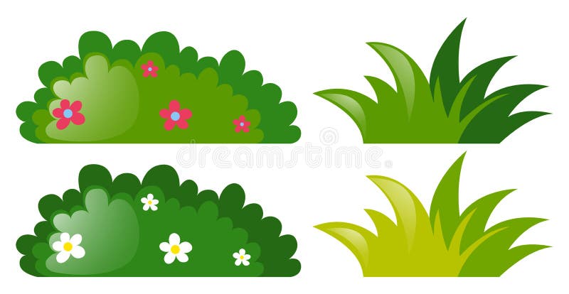 Vier Struiken Met En Zonder Bloemen Vector Illustratie - Illustration ...
