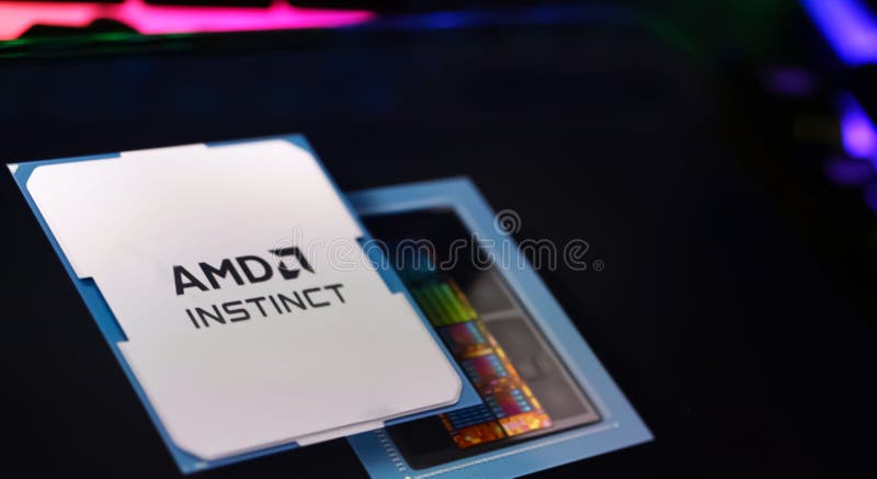 Closeup of Smartphone on Computer Keyboard with Logo Lettering of AMD ...