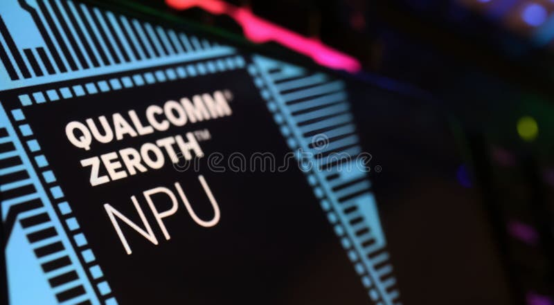 Closeup of Smartphone Screen with Logo Lettering of Qualcomm Zeroth NPU ...