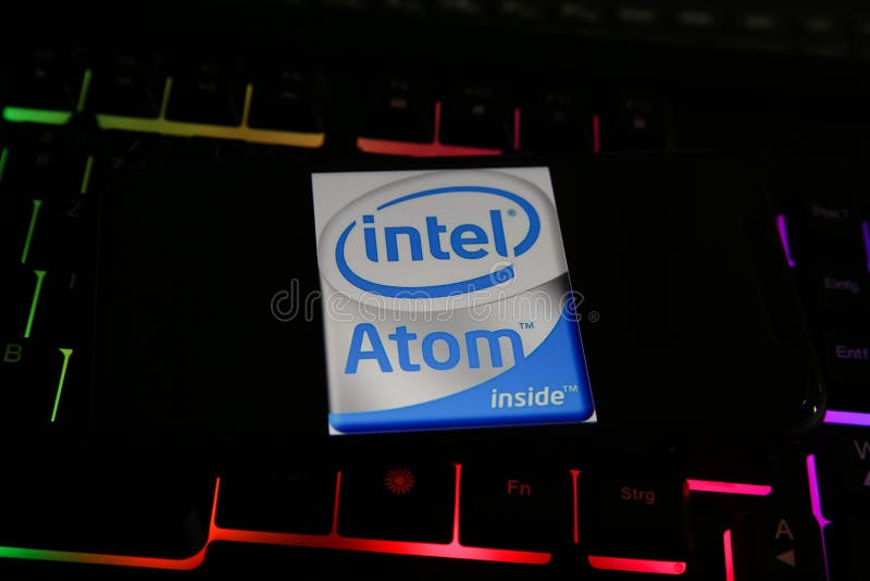 Closeup of Smartphone with Logo Lettering of Intel Atom Inside Cpu ...