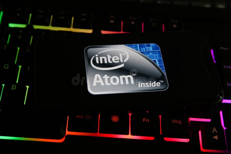 Closeup of Smartphone with Logo Lettering of Intel Atom Inside Cpu ...