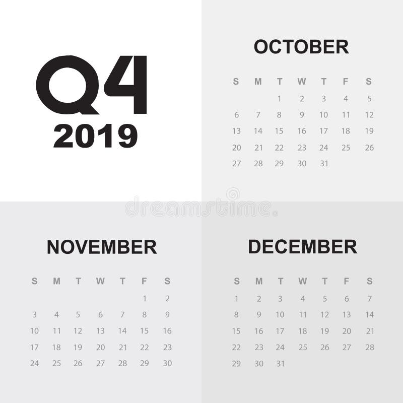 Viertes Quartal Von Kalender 2019 Stock Abbildung - Illustration von ...
