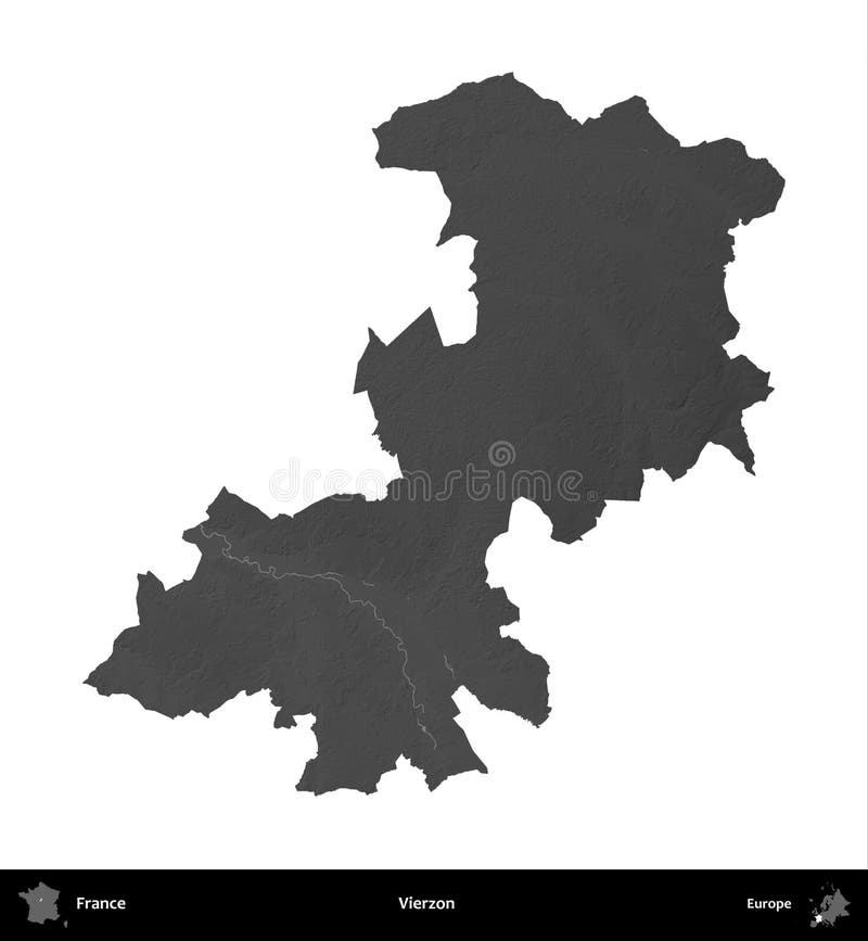 Vierzon, France, Isolated on White. Grayscale Stock Illustration ...