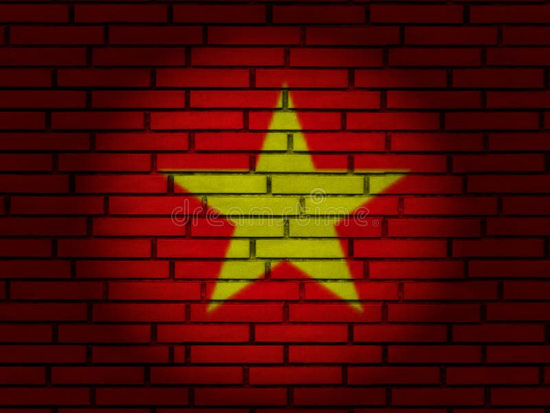 Vietnam flag brick wall stock illustration. Illustration of banner ...