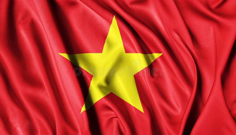 Vietnam Flag with Pleats with Visible Satin Texture Stock Illustration ...