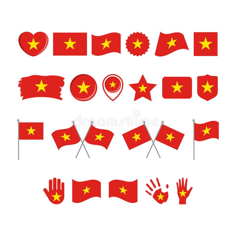 Vietnam Flag Icon Set Vector Isolated on a White Background Stock ...