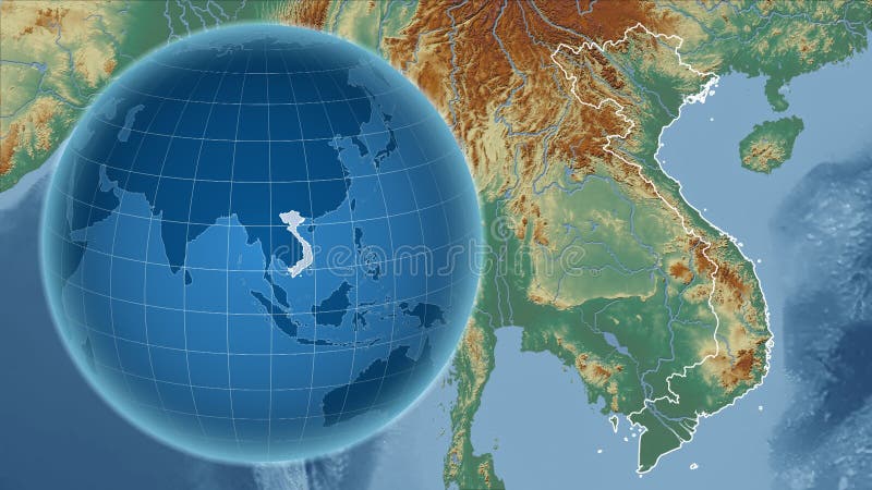 Vietnam and Globe. Relief stock video. Video of globe - 247317909