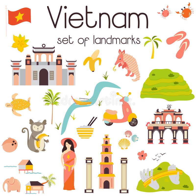 Vietnam Landmarks Set Architecture Famous Place Stock Vector ... Vietnam Landmarks Set Architecture Famous Place Stock Vector ...