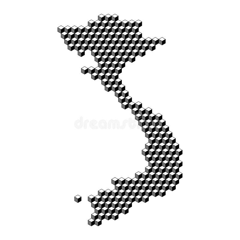 Vietnam Map from 3D Black Cubes Isometric Abstract Concept, Square ...