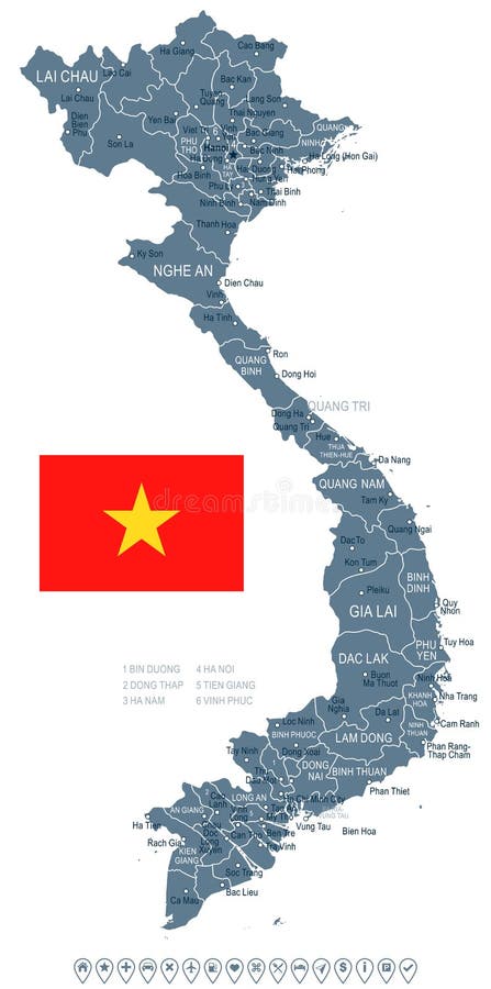 Vietnam - Map and Flag Illustration Stock Illustration - Illustration ...