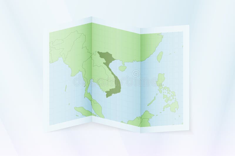Vietnam Map, Folded Paper with Vietnam Map Stock Vector - Illustration ...