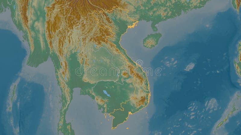 Vietnam - overview. Relief stock illustration. Illustration of vietnam ...