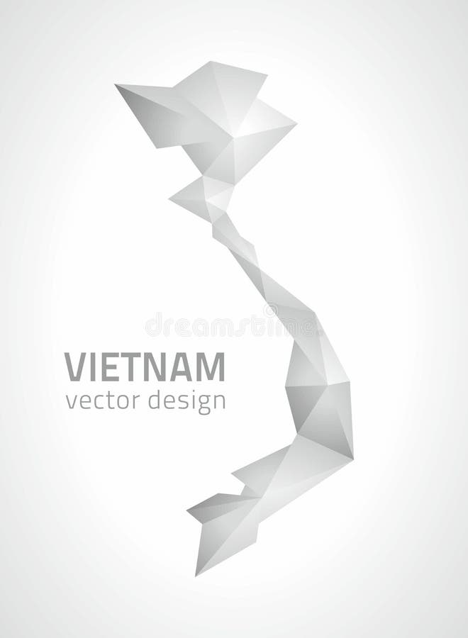 Vietnam Polygonal Triangle Grey and Silver Vector Map Stock Vector ...