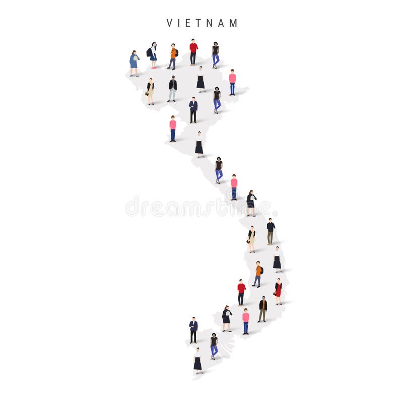 Vietnam Population Map. Large Group of People in a Shape of Vietnamese ...