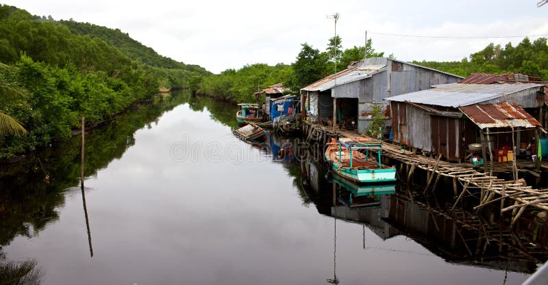 Vietnam riverside village stock image. Image of country - 16126079