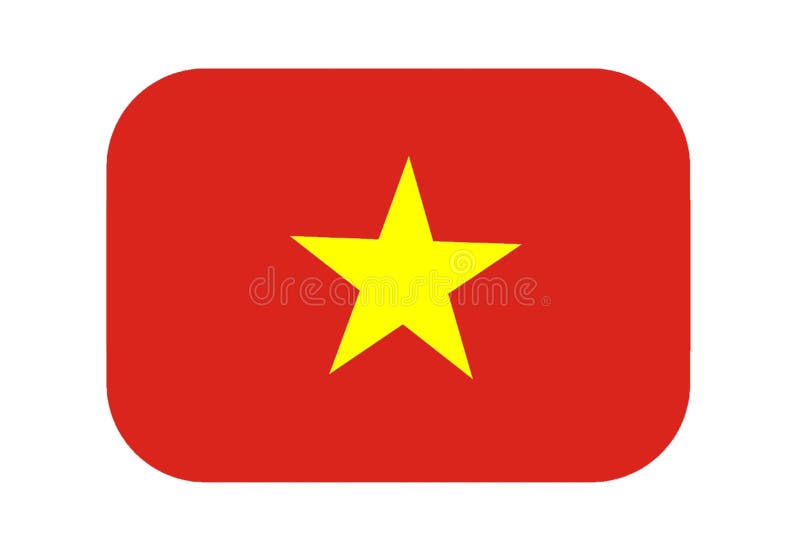 Vietnam Rounded Rectangle Flag Icon with Shadow on White Background ...