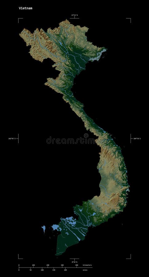 Vietnam Shape on Black. Physical Stock Illustration - Illustration of ...