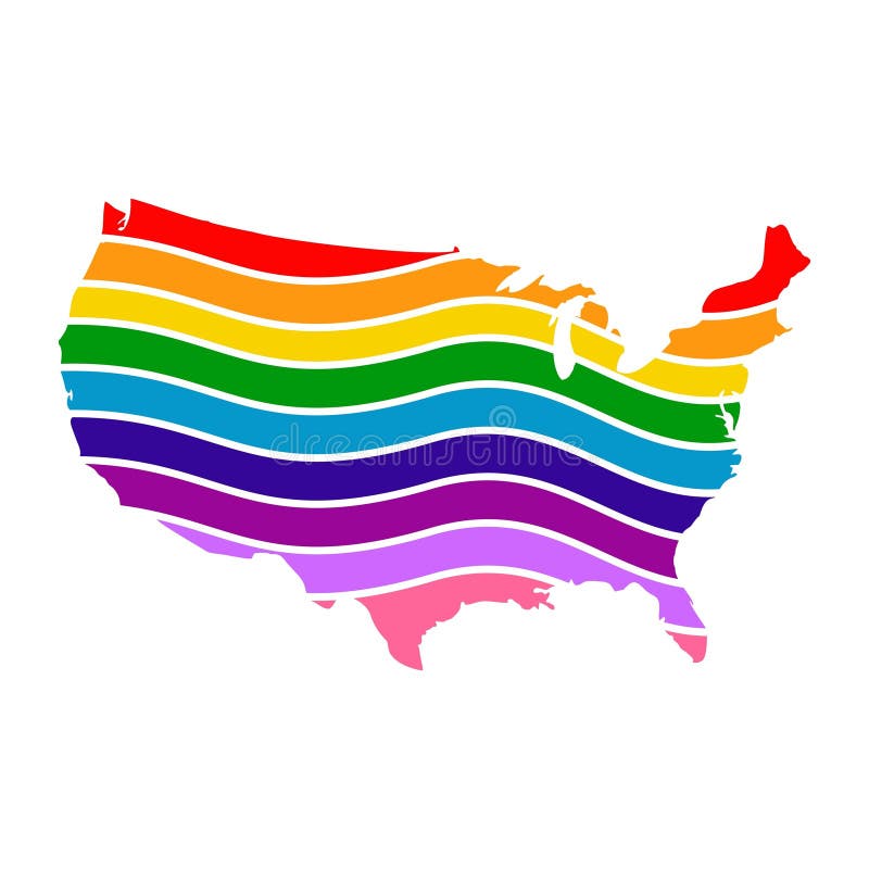 United States Swoosh Silhouette Rainbow Map Stock Vector - Illustration ...