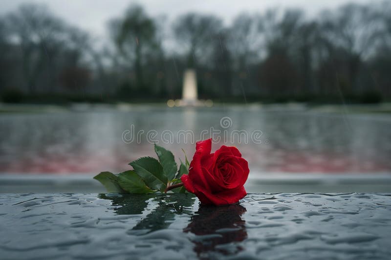 The Vietnam War Memorial with a Single Red Rose in the Foreground Stock ...