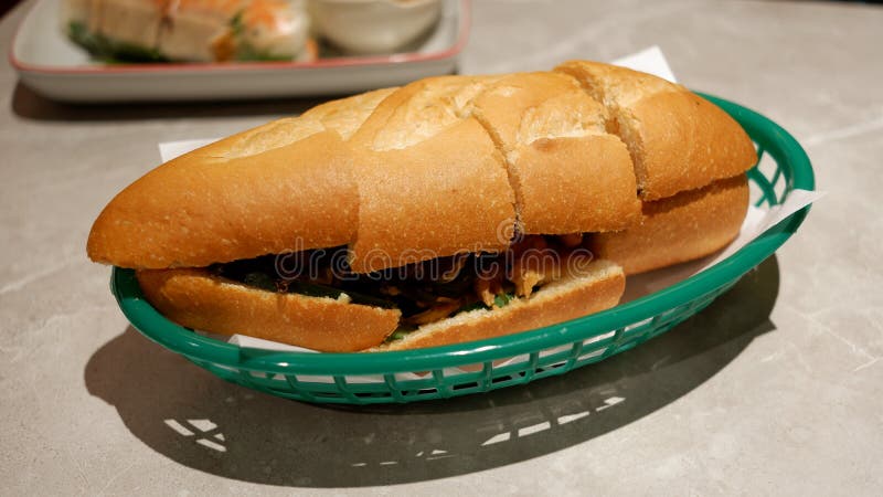 Vietnamese Bahn Mi bread stock image. Image of cilantro - 264459191
