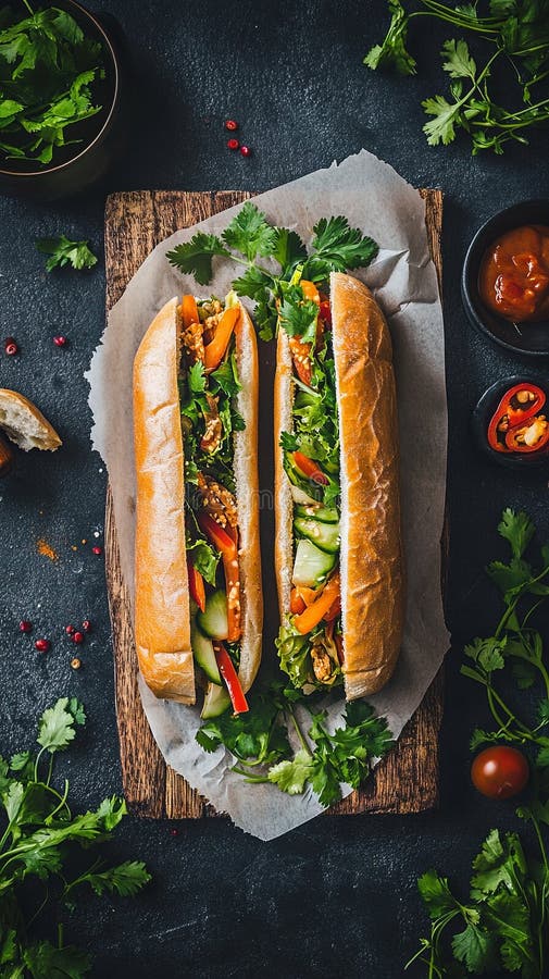 Vietnamese Banh Mi, Paper Wrap. Stock Image - Image of ketchup, beef ...