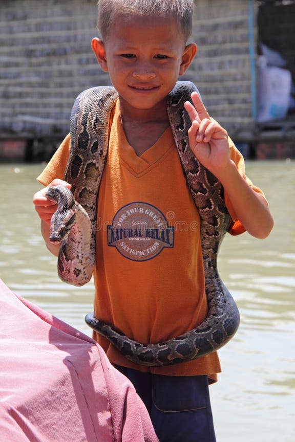 Vietnamese Boy Showing a Snake Editorial Stock Photo - Image of beggar ...