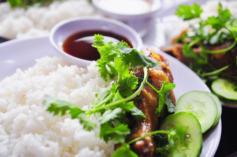 Vietnamese Broken Rice or Com Tam with Fried Chicken Legs, Pork Stock ...