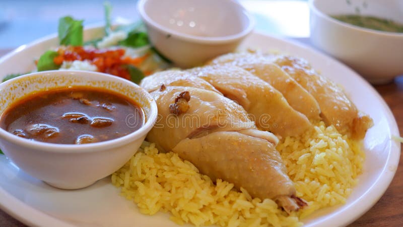 Vietnamese Chicken Rice with a Bowl of Chicken Gizzard Soup. Stock ...