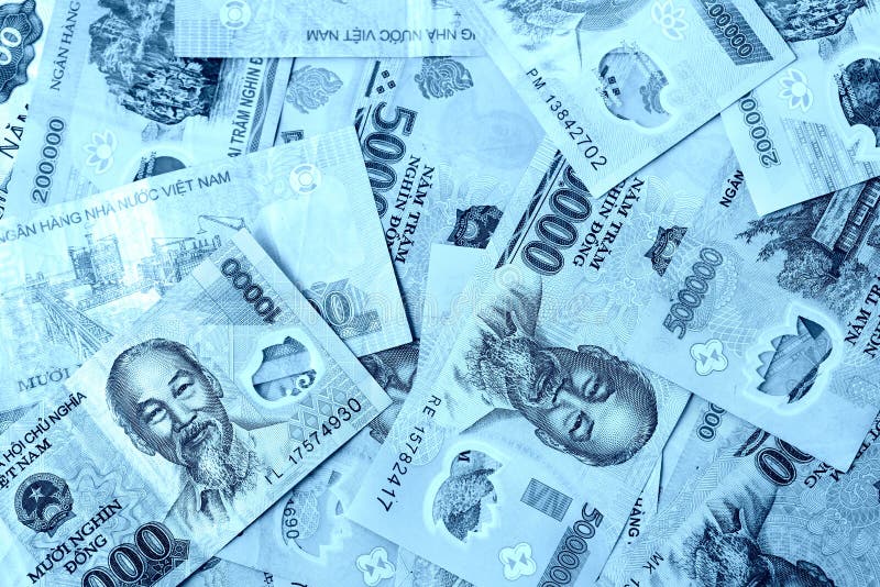 Vietnamese Bills, Blue Color Toned Stock Image - Image of bills, global ...