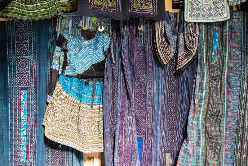 Vietnamese ethnic textile stock image. Image of design - 59496011