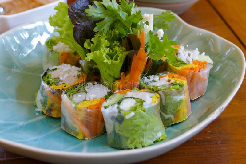 Spring Roll. Steamed Rice Noodle Stuffed with Fried Pork, Mushroom ...