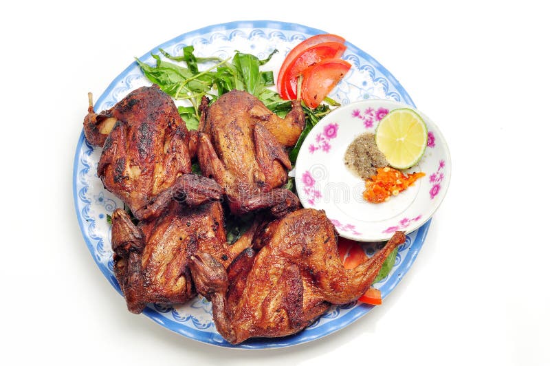 Vietnamese grilled quail stock photo. Image of menu, cook - 55582906