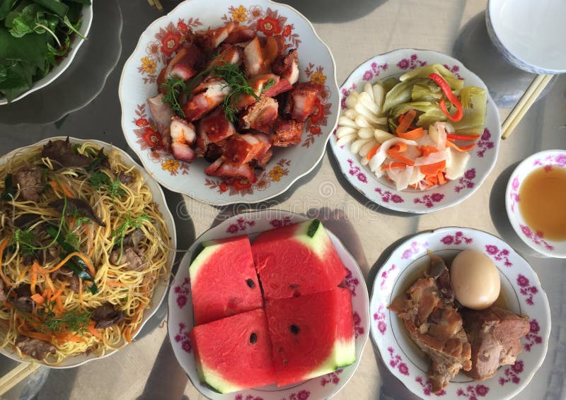 Vietnamese lunch stock image. Image of pork, garden, river - 70398583