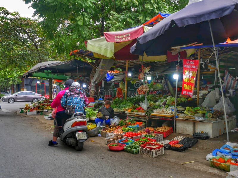 Vietnamese market in Hanoi editorial photo. Image of neighbourhood ...