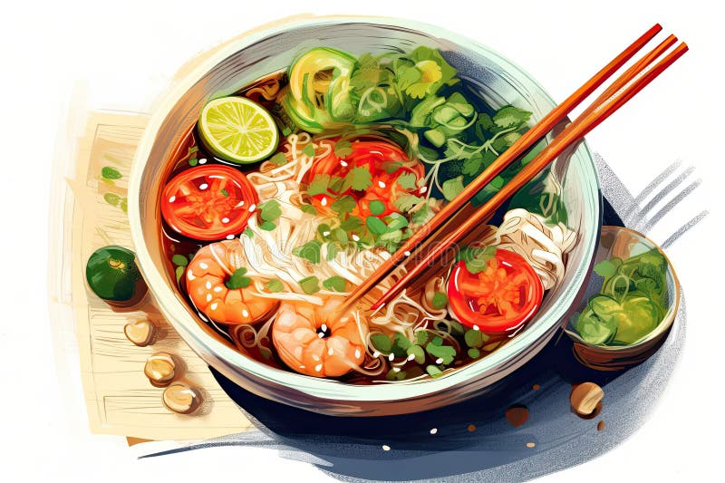 Vietnamese Pho Illustration - Made with Generative AI Tools Stock ...