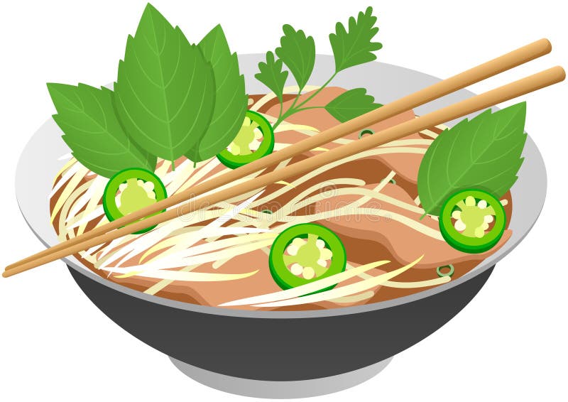 Vietnamese Pho Soup with Chopsticks Stock Vector - Illustration of ...
