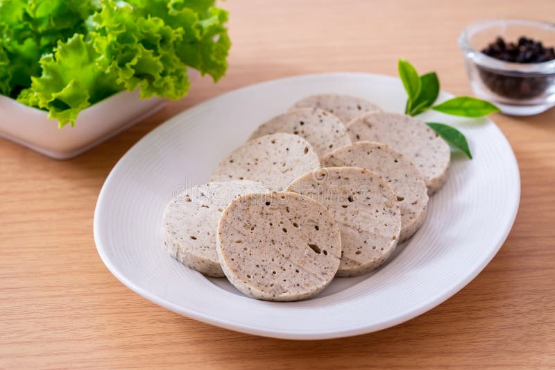 Vietnamese Pork Sausage or White Pork Sausage on White Plate Stock ...