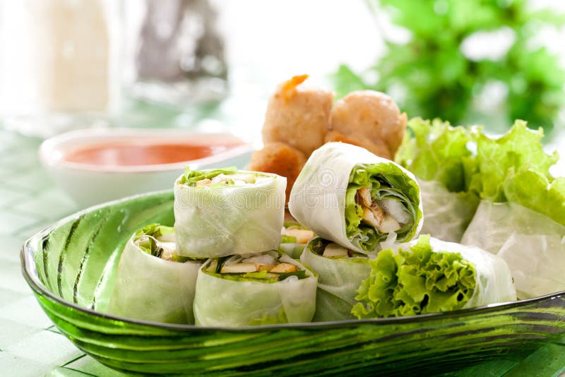 Vietnamese spring rolls stock photo. Image of restaurant - 115866840