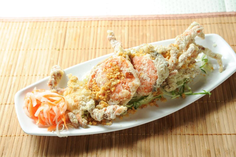 Vietnamese Salt and Pepper Soft Shell Crab Served in Dish Isolated on ...