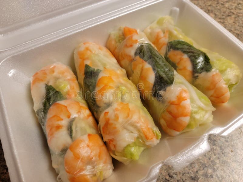 Vietnamese Shrimp and Rice Noodle and Lettuce Rolls Stock Photo - Image ...
