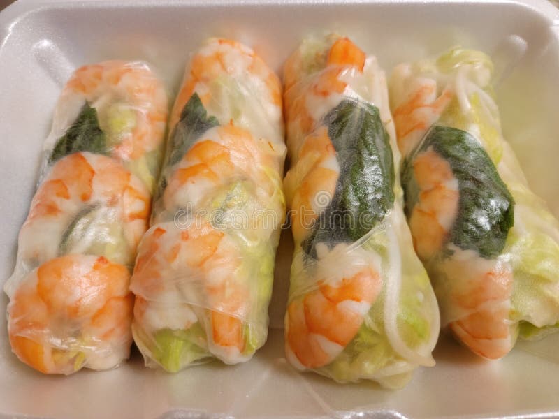 Vietnamese Shrimp and Rice Noodle and Lettuce Rolls Stock Image - Image ...