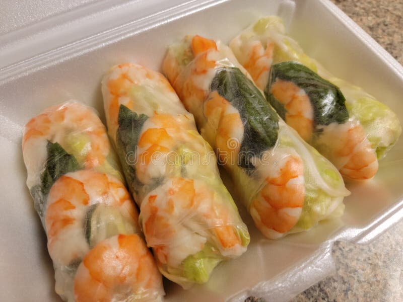 Vietnamese Shrimp and Rice Noodle and Lettuce Rolls Stock Photo - Image ...