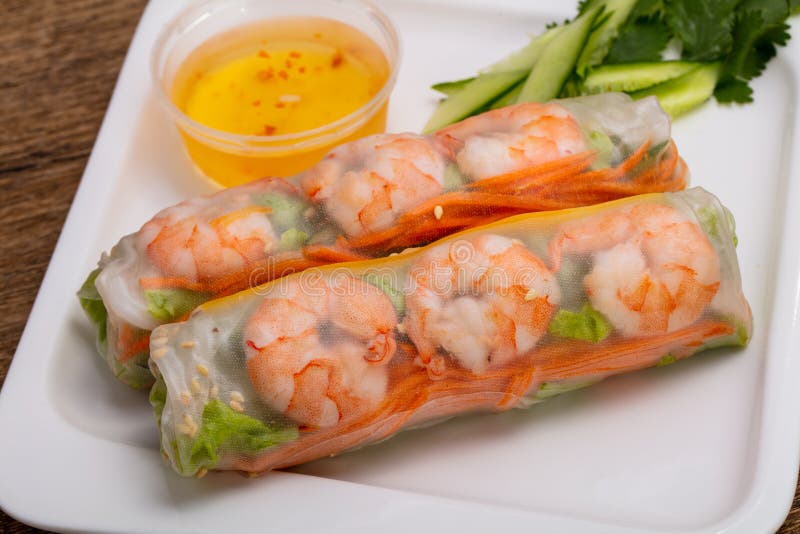 Vietnamese Spring Roll with Prawn Stock Image - Image of asian, healthy ...
