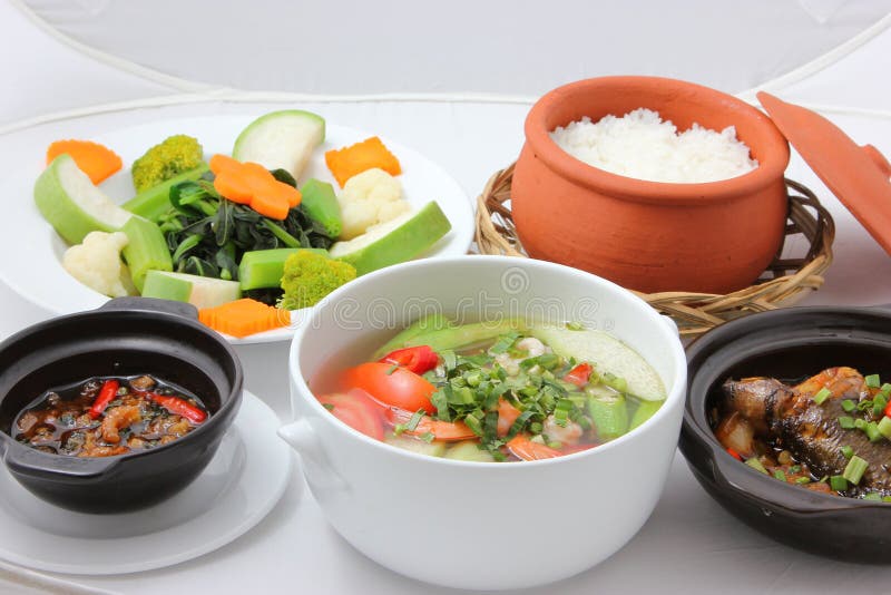 A Vietnamese Traditional Meal on the Table Stock Image - Image of ...