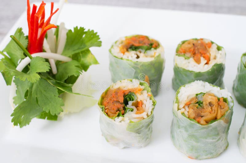 Vietnamese Vegetarian Spring Rolls Stock Image - Image of meal, plate ...