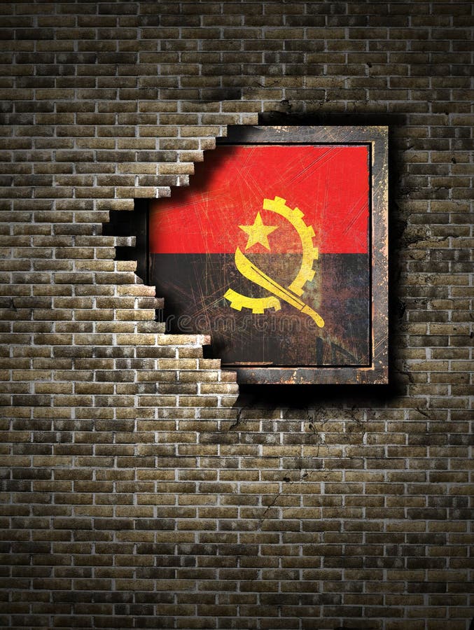 Vieux Drapeau De L'Angola Dans Le Mur De Briques Illustration Stock ...