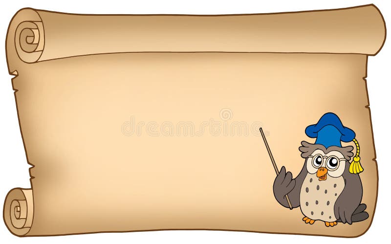 Vieux Parchemin Avec Le Professeur De Hibou Illustration Stock ...